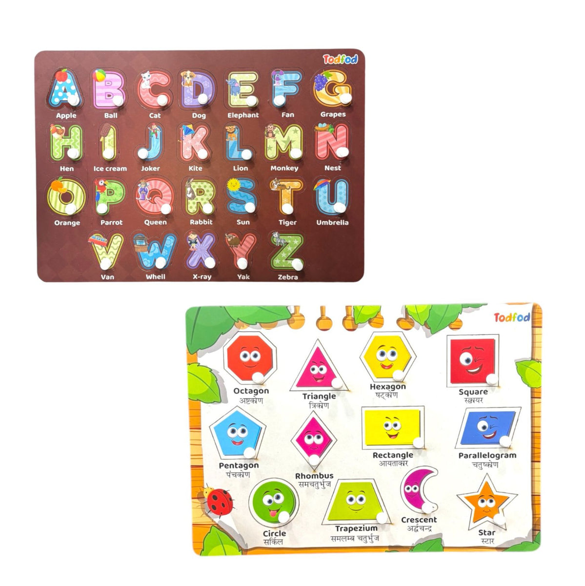 ABCD Shapes Wooden Knob & Pegged Puzzle for Kids – The Brainy Bear Store
