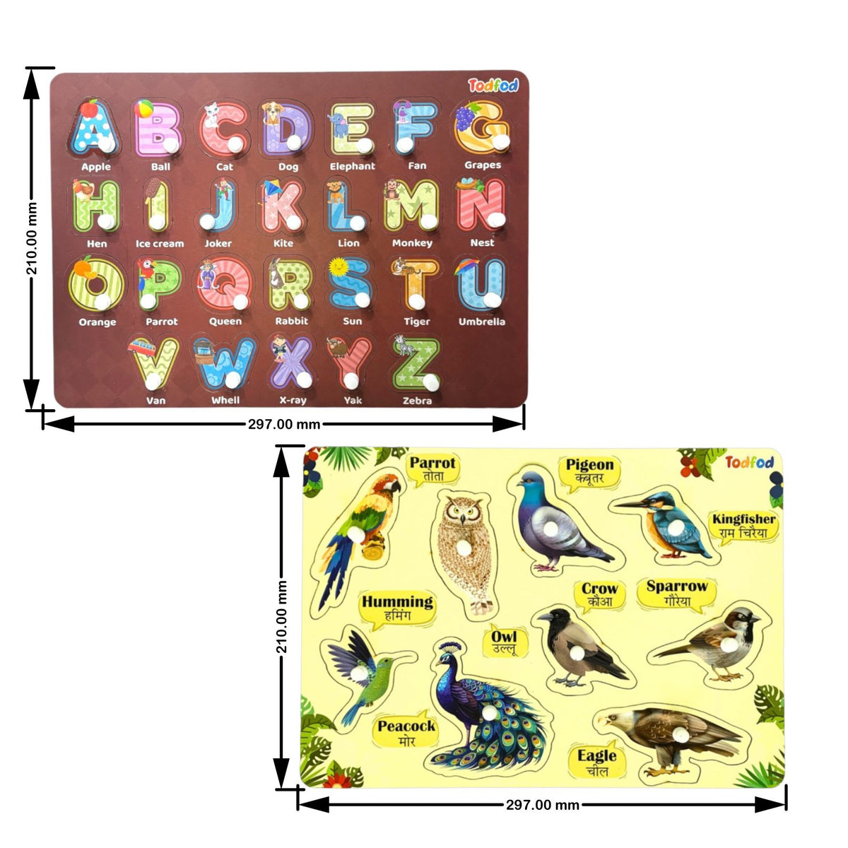 ABCD & Bird Characters Knob & Pegged Puzzle for Kids – The Brainy Bear ...