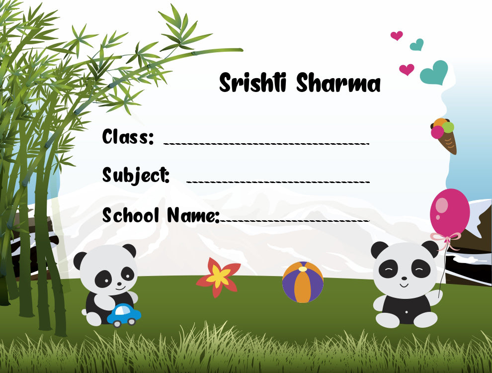 School Notebook labels - Cute Panda – The Brainy Bear Store